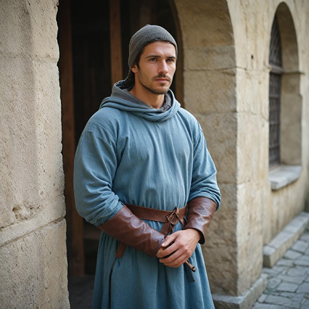 Medieval Hooded Tunic With Bracers Authentic Historical Renaissance ...