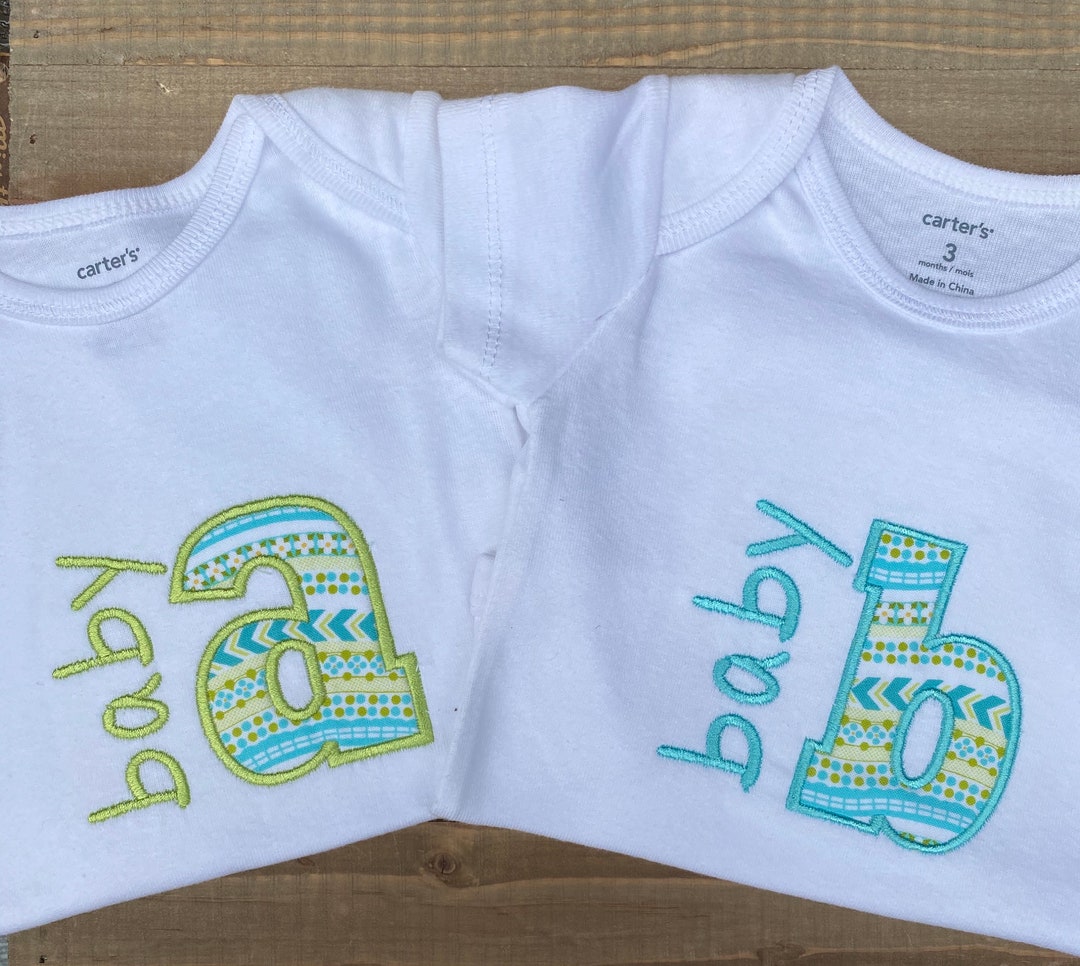Twin Onesies, Set of Two, Custom Embroidered, Made to Order - Etsy