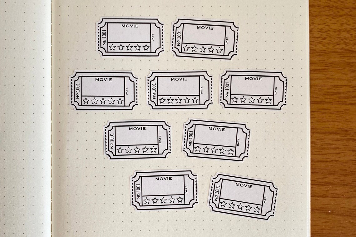 Movie Ticket Sticker Label Movie Tracker Movie Sticker - Etsy
