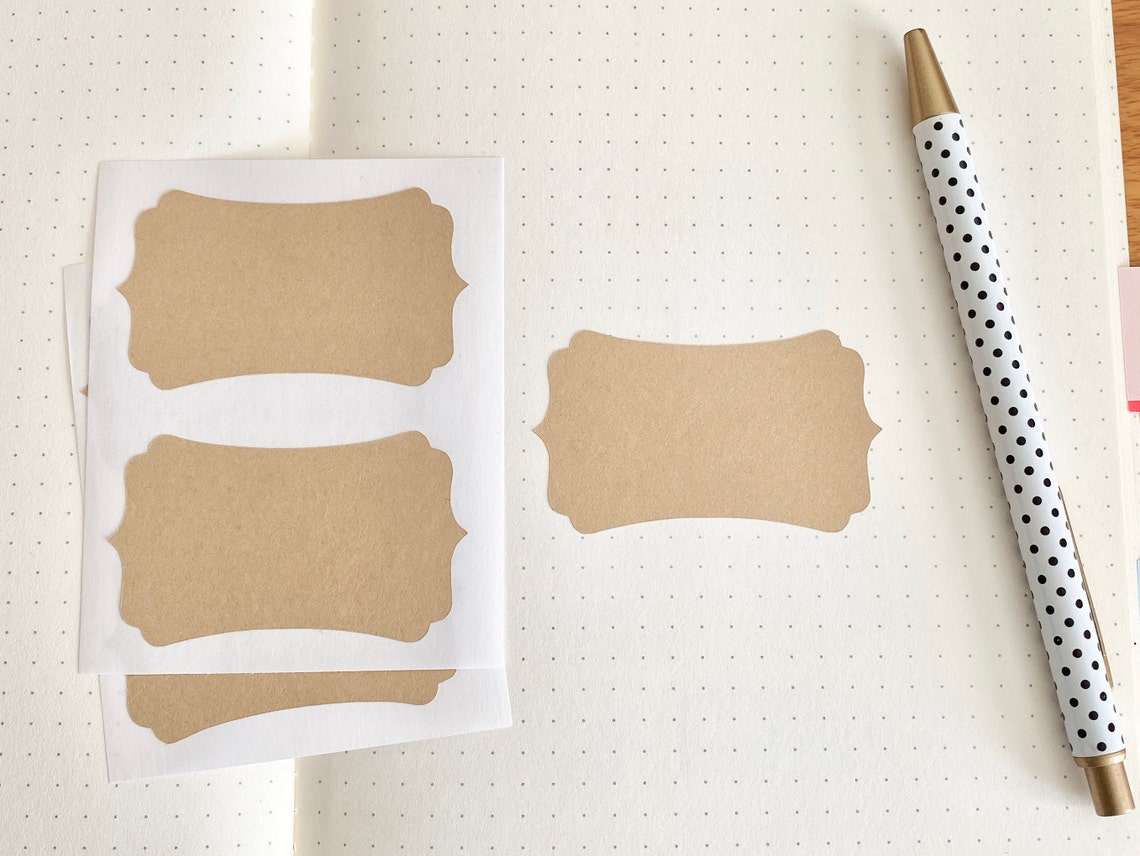 Kraft Sticker Labels Rectangle Bracket Rustic Labels Brown | Etsy