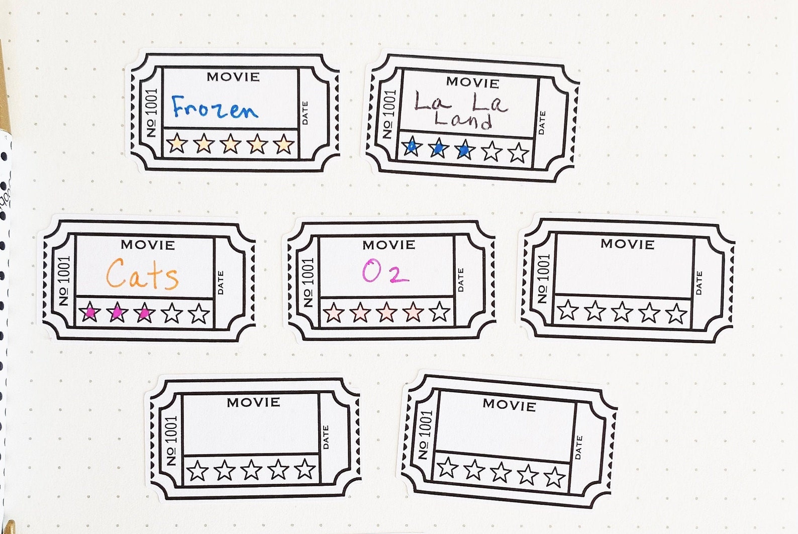 Movie Ticket Sticker Label Movie Tracker Movie Sticker - Etsy