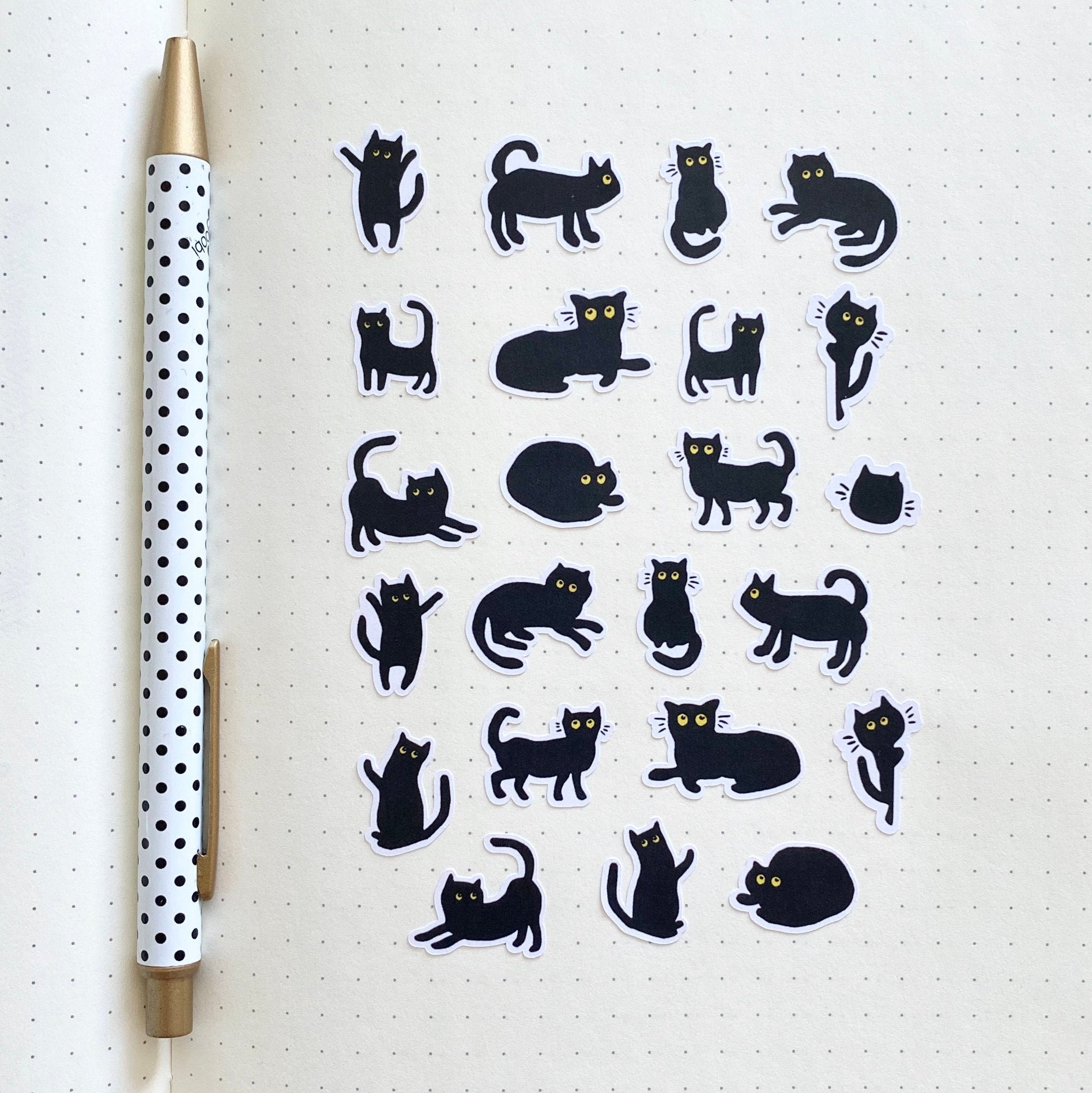 Cat Stickers Black Cat Stickers Cat Bullet Journal Stickers | Etsy