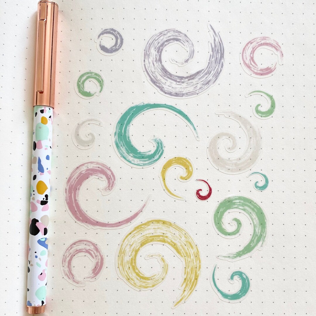 Brush Swirl Stickers Journal Swirl Stickers Planner Deco - Etsy