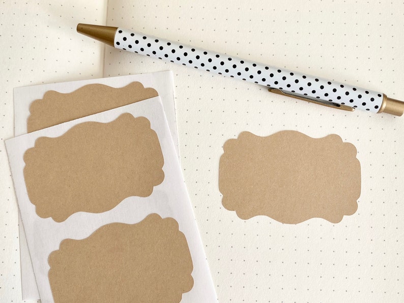 Brown Kraft Labels Blank Rectangle Label Flourish Sticker - Etsy