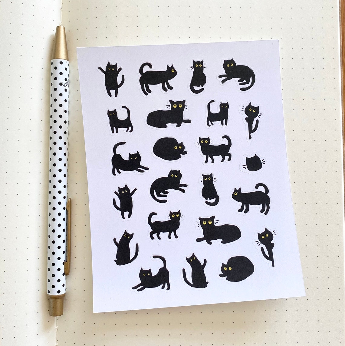 Cat Stickers Black Cat Stickers Cat Bullet Journal Stickers - Etsy Denmark