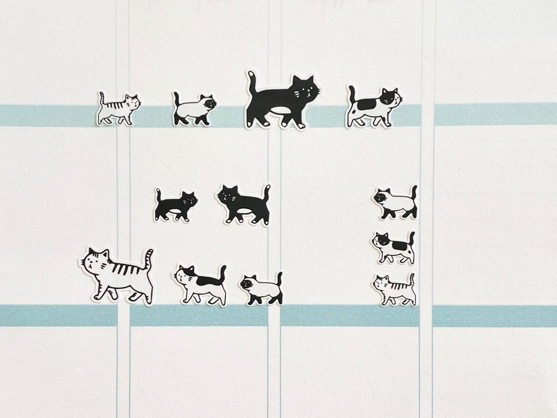 Walking Cat Stickers Cat Planner Stickers Cat Journal - Etsy