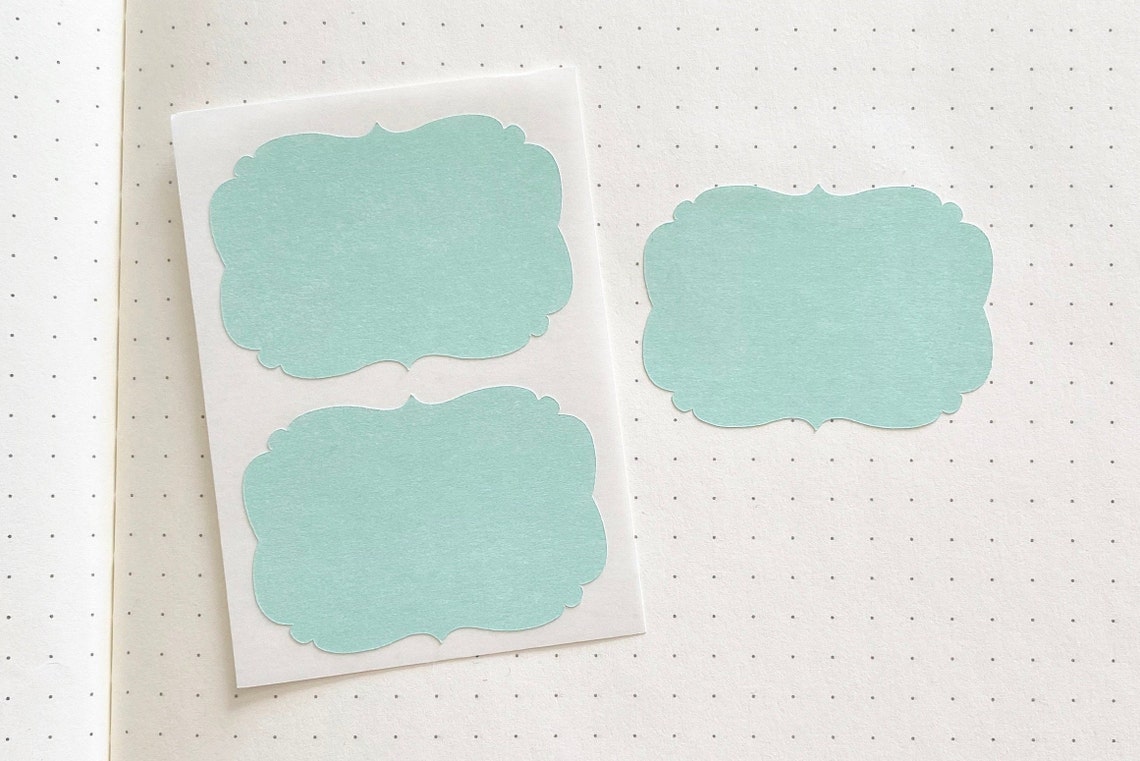 Pastel Green Labels Blank Fancy Flourish Sticker Labels | Etsy