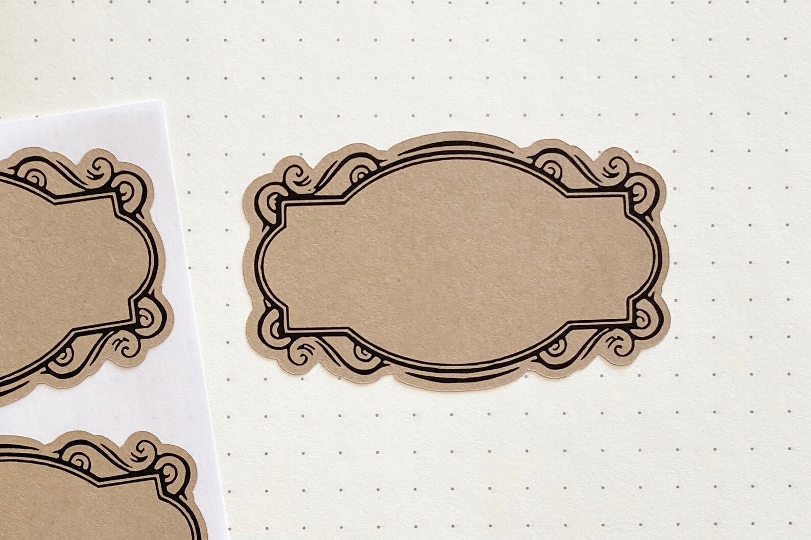 Scroll Kraft Labels Blank Rectangle Label Functional Sticker | Etsy