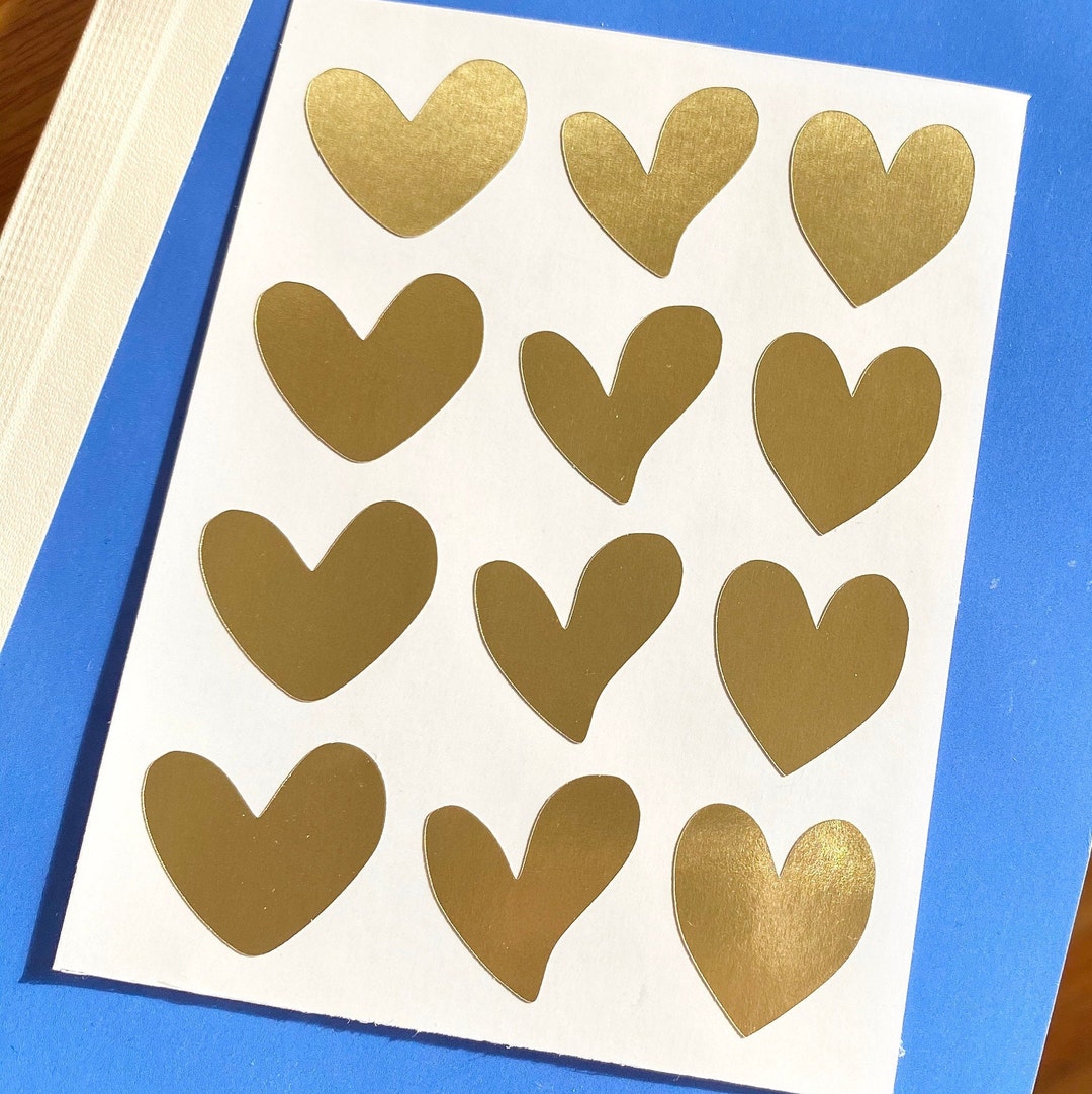 Large Gold Heart Sticker Seals, Heart Envelope Seal Gold, Gold Foil ...