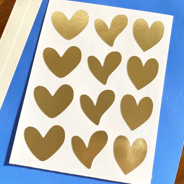 Gold Heart Stickers - Etsy