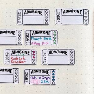 Movie Log Sticker, Vintage Ticket Sticker, Movie Planner Sticker ...
