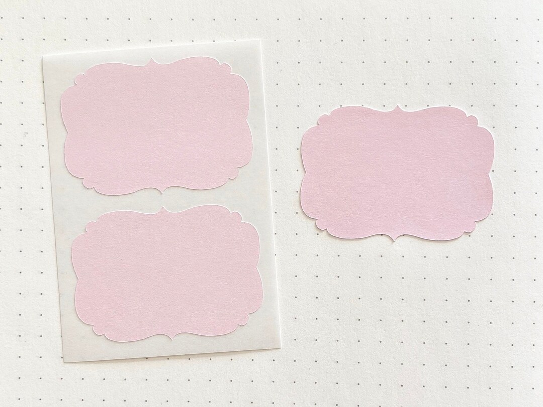 Pastel Pink Labels Blank, Fancy Flourish Sticker Labels, Rectangle ...