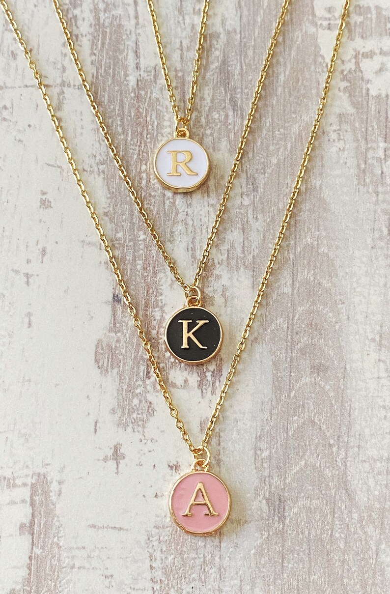 Gold Initial Necklace Personalized Medallion Pendant A-Z | Etsy