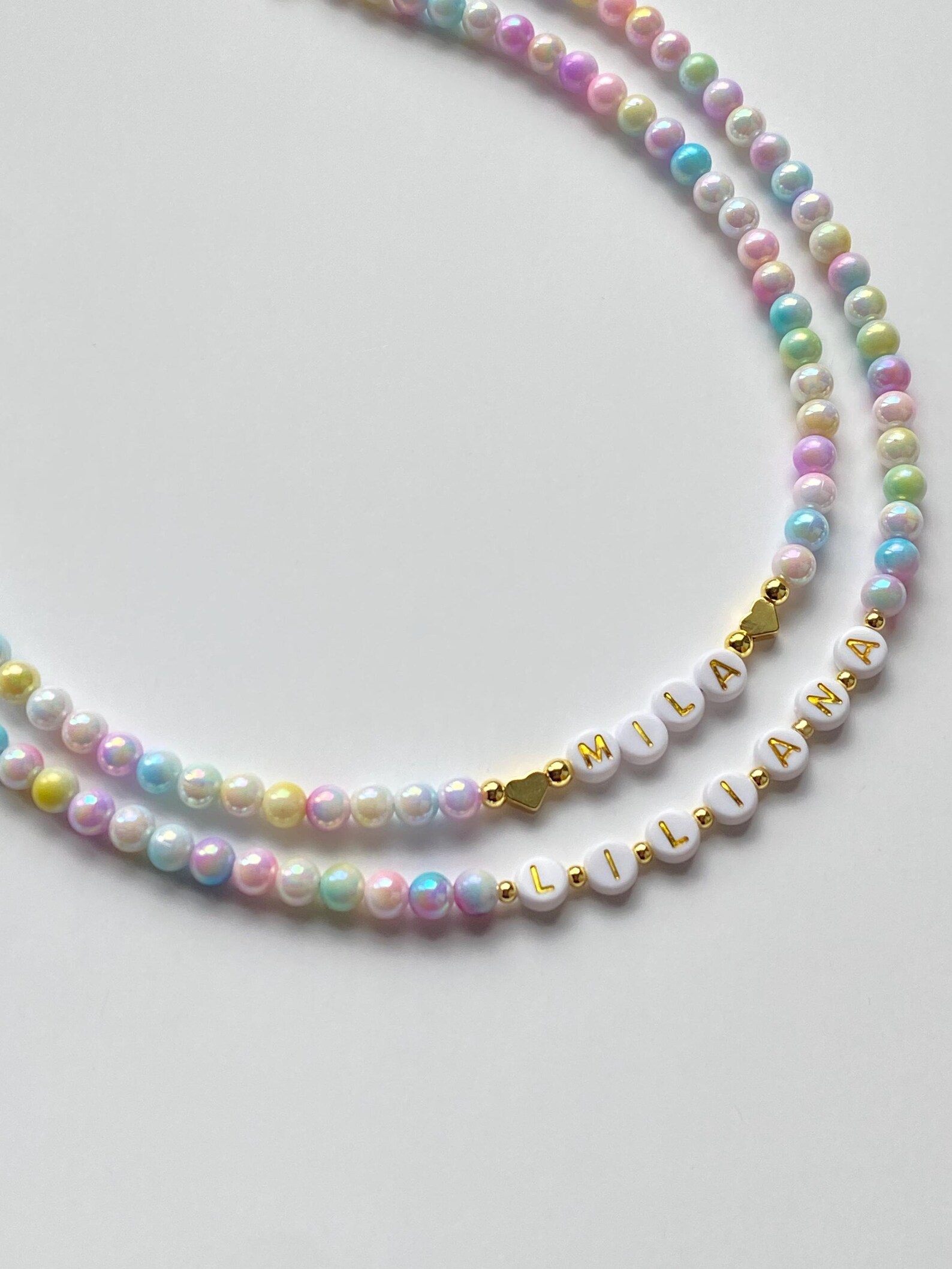 Girls Custom Beaded Name Necklace, Birthday Gift for Kids, Pastel Faux ...