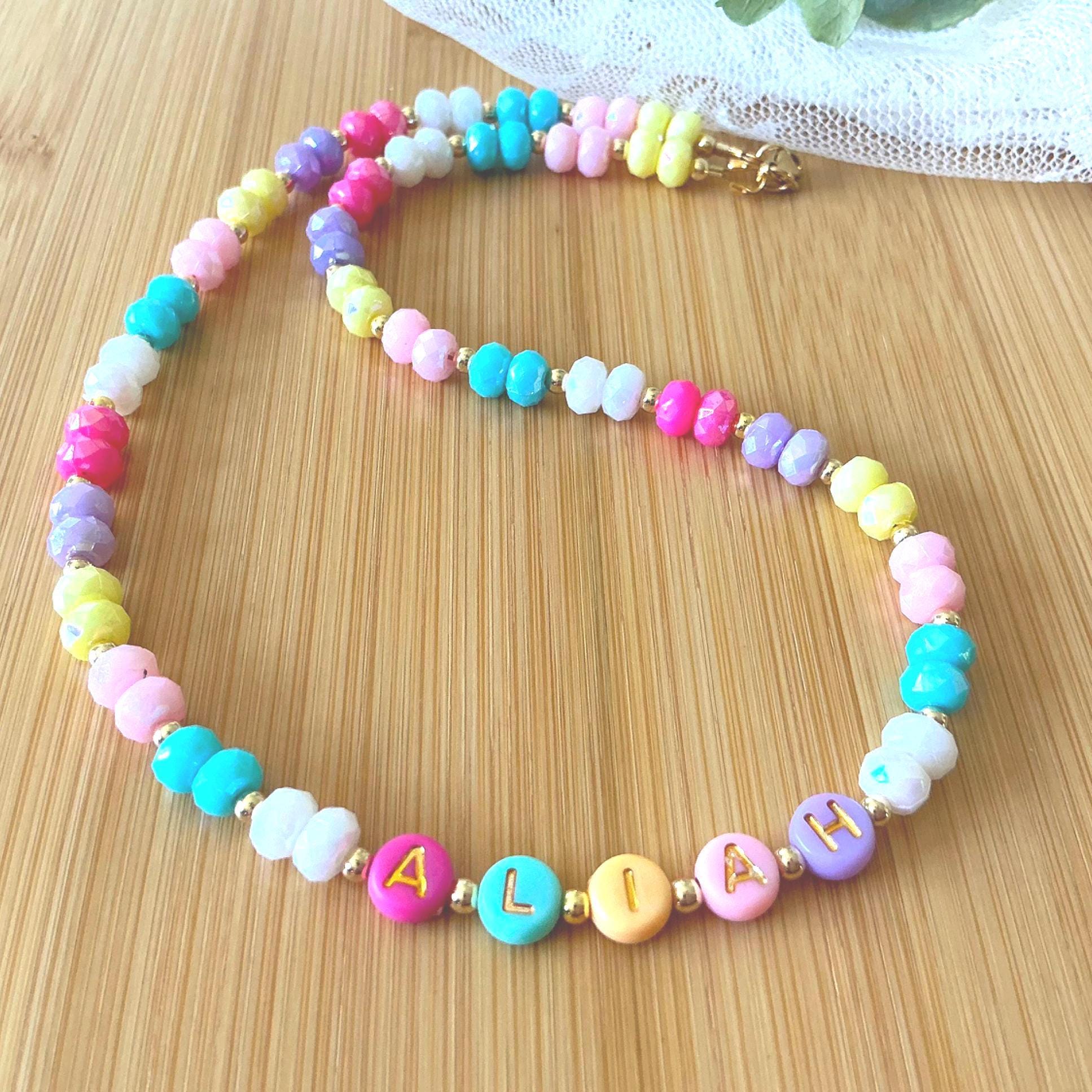 Custom Beaded Girls Name Necklace, Personalized Toddler & Kids Jewelry ...