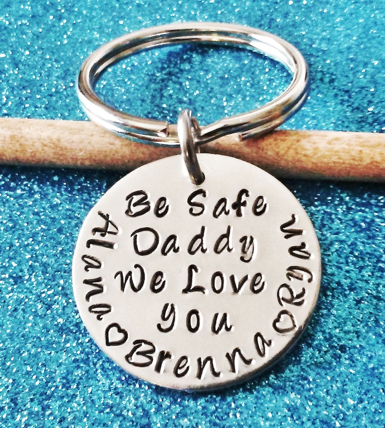 Fathers Day Gift From Kids Dad Keychain Be Safe Daddy - Etsy