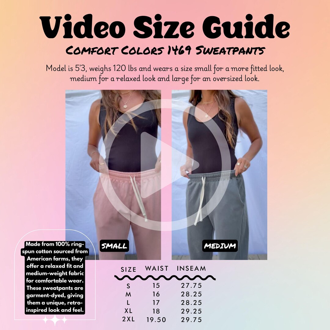 Comfort Colors 1469 Video Size Chart 1466 Sweatshirt Video Size Chart ...