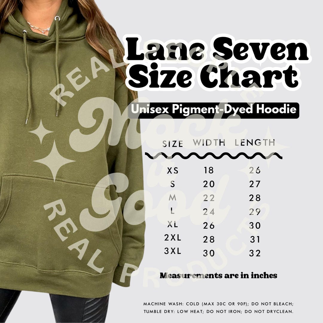 Lane Seven Size Chart Mockup LS14001 Hoodie Size Chart Lane Seven 14001 ...