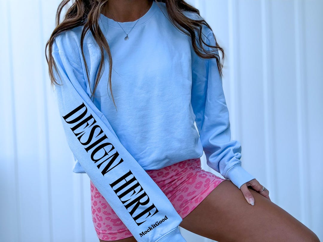 Comfort Colors 1466 Hydrangea Sweatshirt Sleeve Mockup Comfort Colors ...