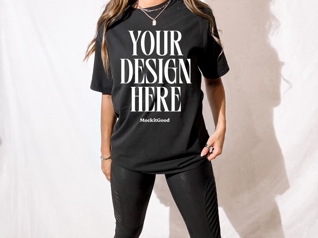 Hanes Comfortwash Black Mockup GDH100 Comfort Wash T Shirt Black Hanes ...