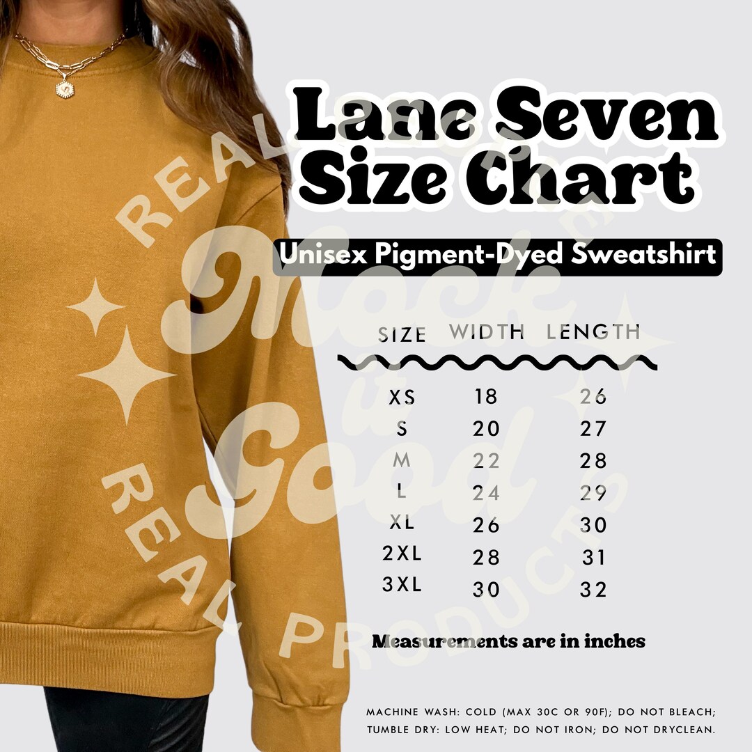Lane Seven Size Chart Mockup LS16004 Sweatshirt Size Chart Lane Seven ...
