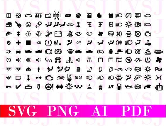 90 Car Icons SVG, Car Dashboard SVG, Auto Dashboard Icons - Etsy