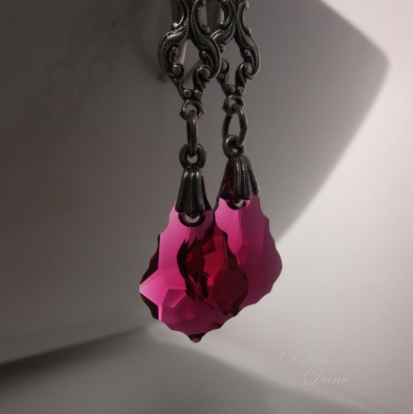 Swarovski Crystal Earrings Ruby Earrings Hot Pink Earrings - Etsy