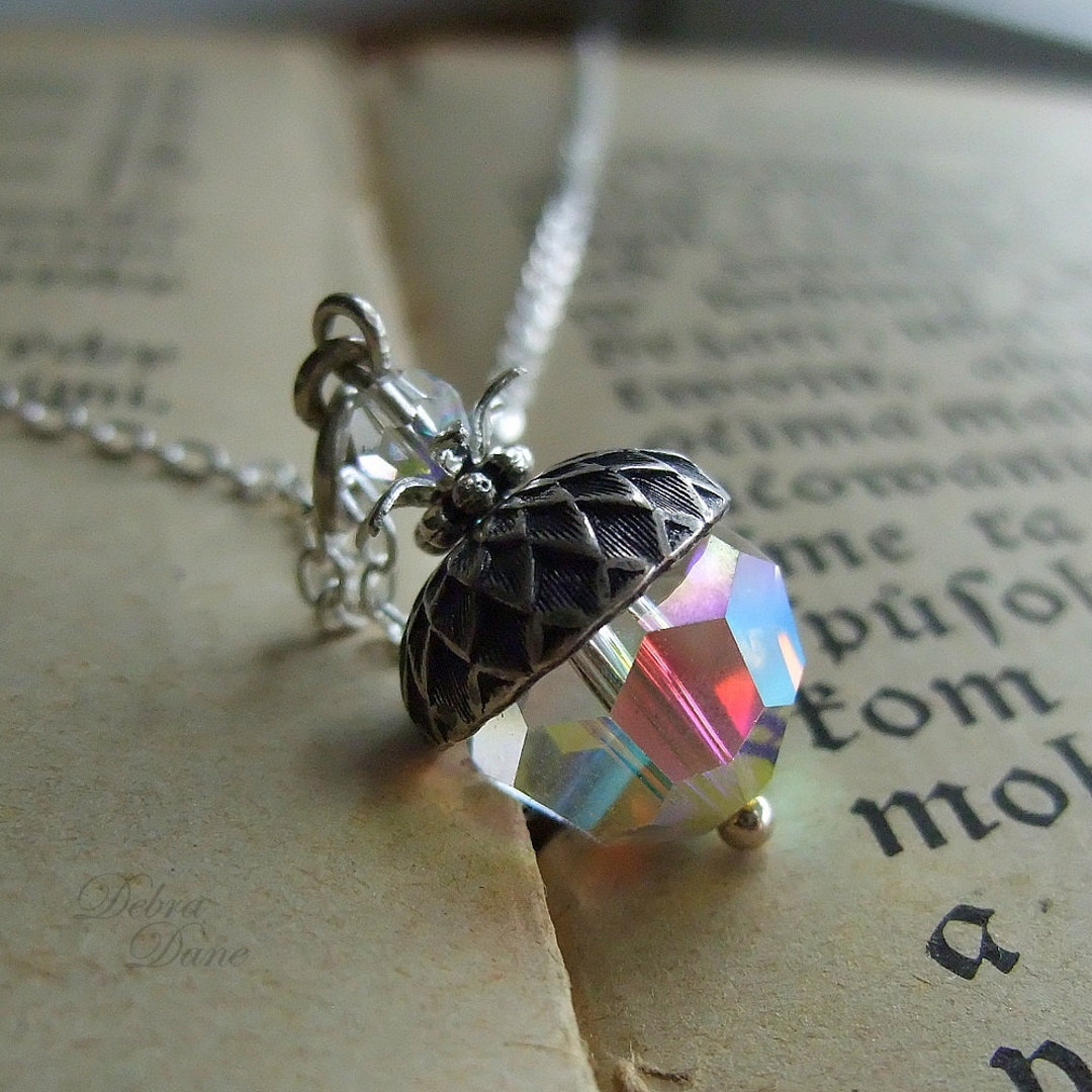Acorn Necklace Crystal Acorn Necklace Sterling Silver Chain Swarovski ...