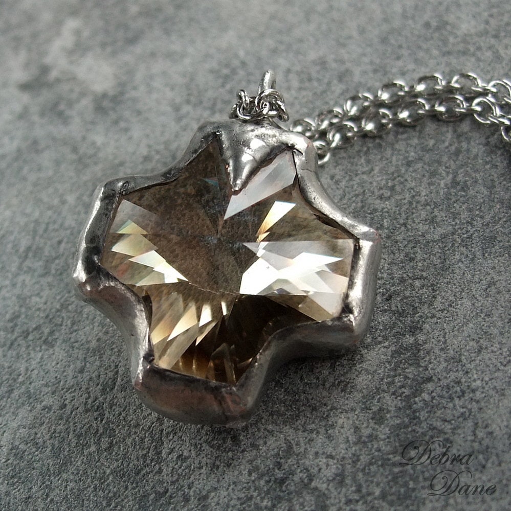 Cross Necklace Swarovski Cross Necklace Rustic Cross - Etsy