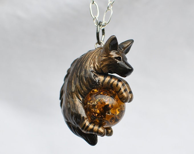 Brown Hyena Necklace With Custom Color Gem - Etsy