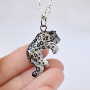 Snow Leopard Necklace Pendant Charm - Etsy
