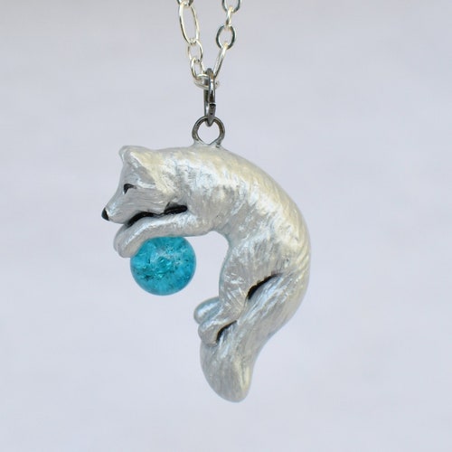 Red Fox Necklace Pendant With Custom Color Gem - Etsy