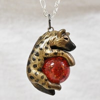High-gloss Silver Angry Hyena Pendant, Beast Gothic Necklace, Handmade ...