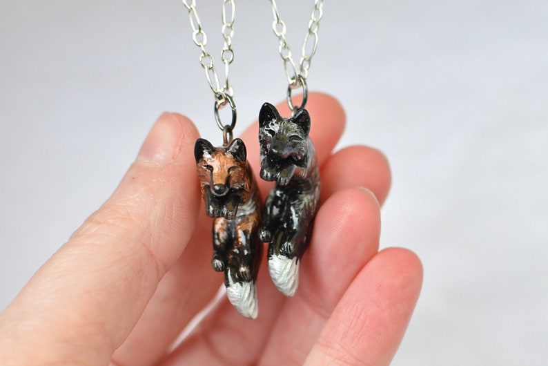 Interlocking Fox Love Necklaces His and Hers Cuddle Couple - Etsy