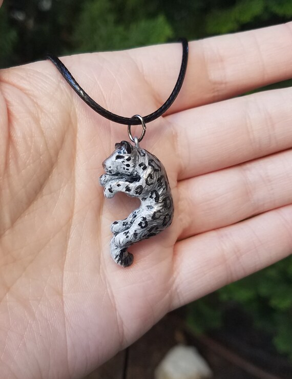 Snow Leopard Necklace Pendant Charm | Etsy