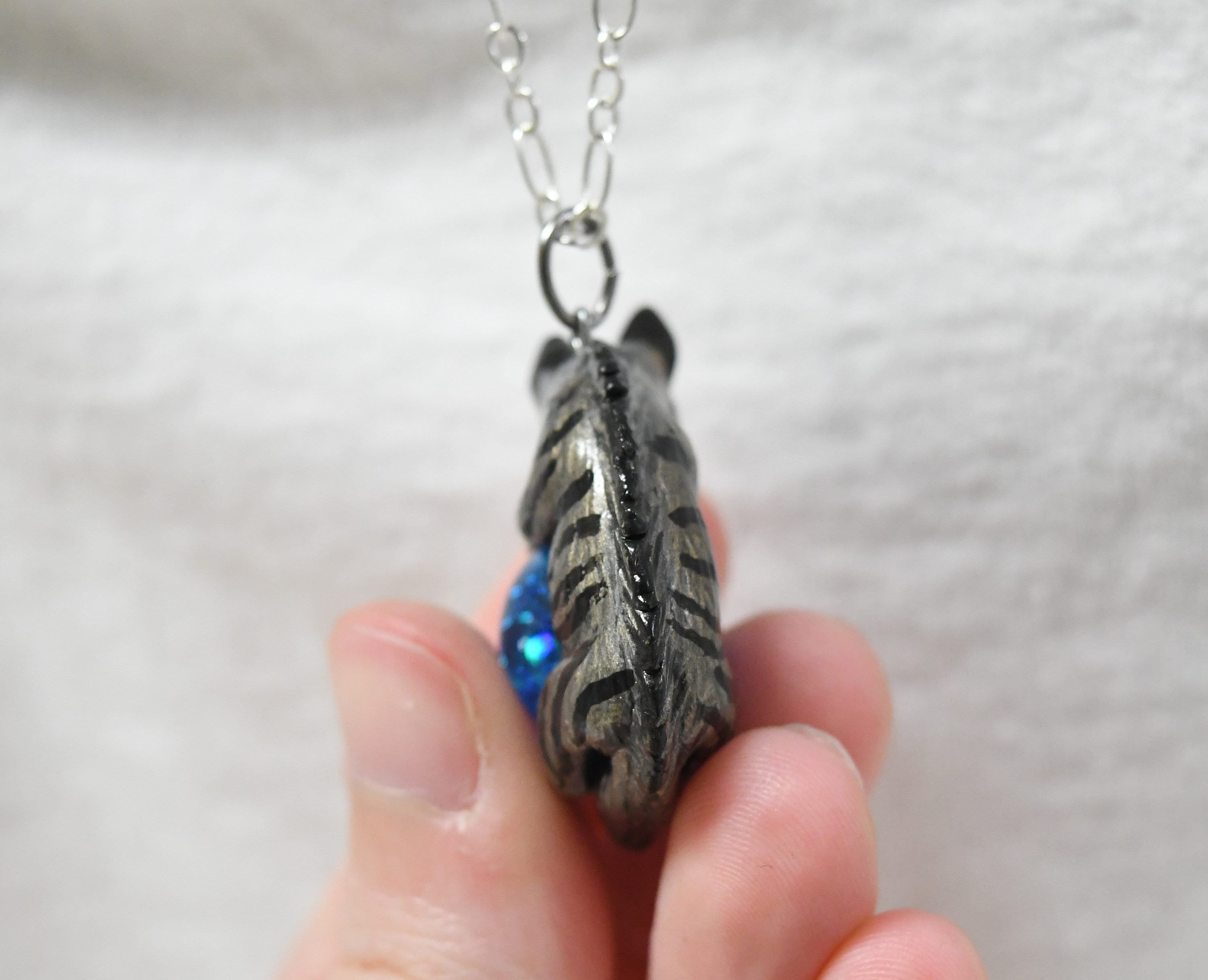 Striped Hyena Necklace With Custom Color Stone - Etsy Australia