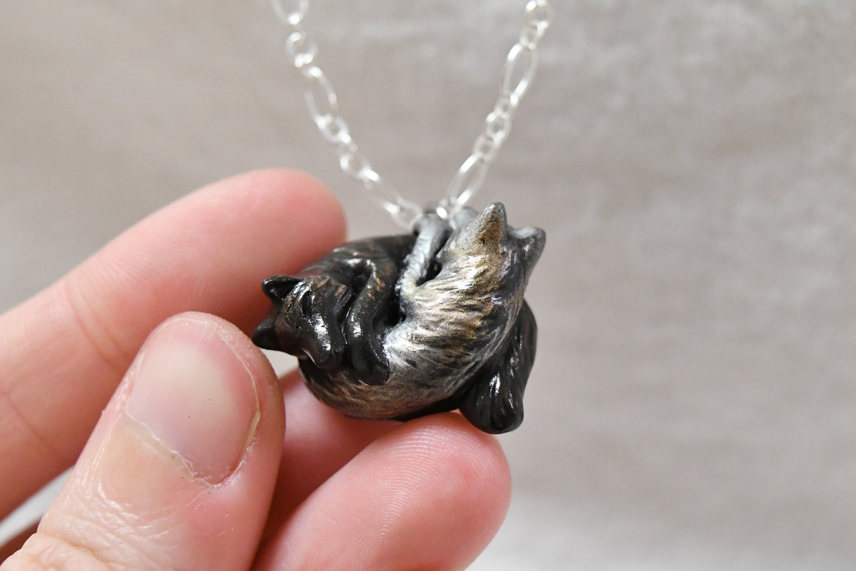 Wolf Love Necklace Black and Grey Cuddle | Etsy