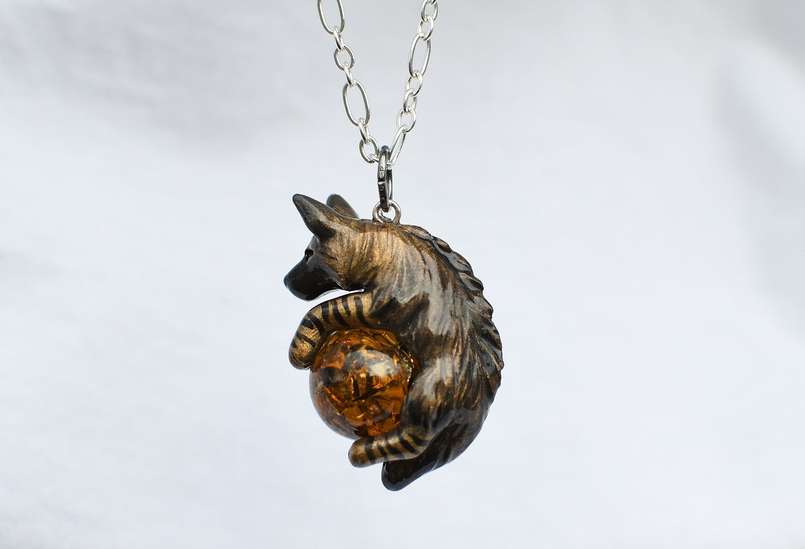 Brown Hyena Necklace With Custom Color Gem - Etsy