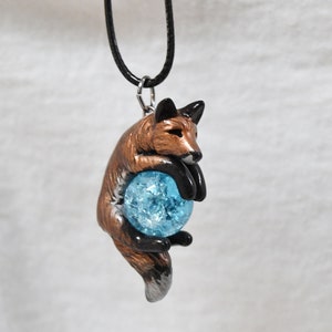 Red Fox Necklace Pendant With Custom Color Gem - Etsy