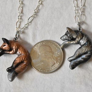 Interlocking Wolf and Fox Love Necklaces His and Hers Cuddle Couple - Etsy
