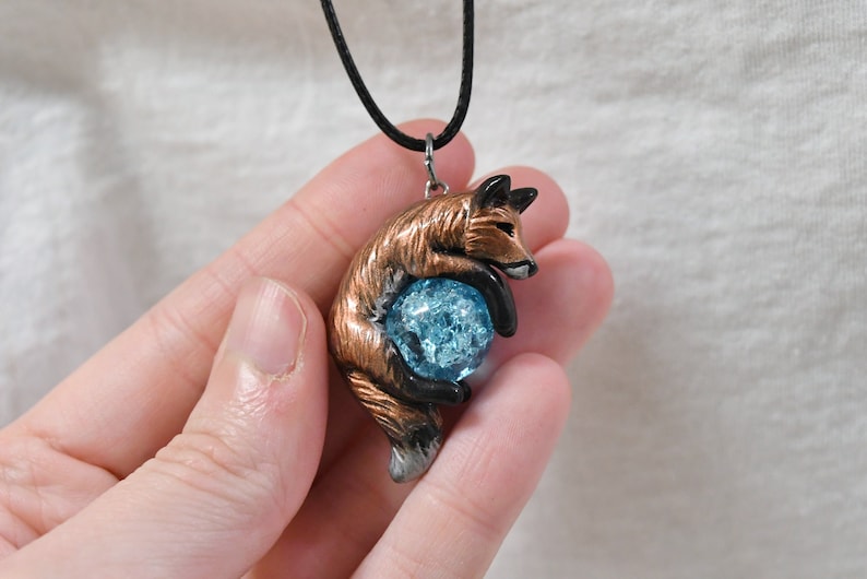 Red Fox Necklace Pendant With Custom Color Gem - Etsy