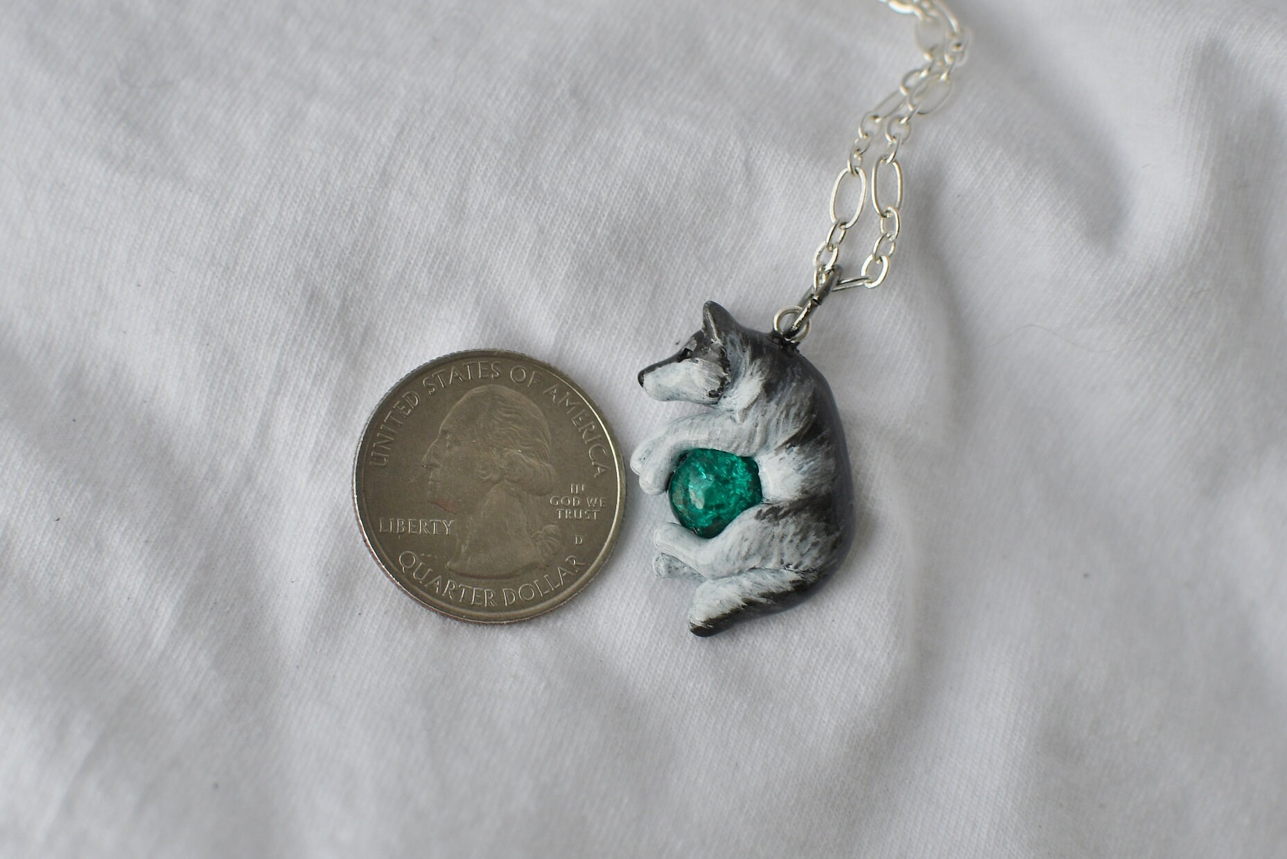 Dainty Grey Wolf Necklace With Custom Color Gem - Etsy