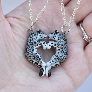 Snow Leopard Friendship Necklaces Heart Couple - Etsy