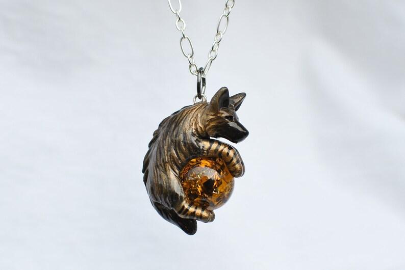 Brown Hyena Necklace With Custom Color Gem - Etsy