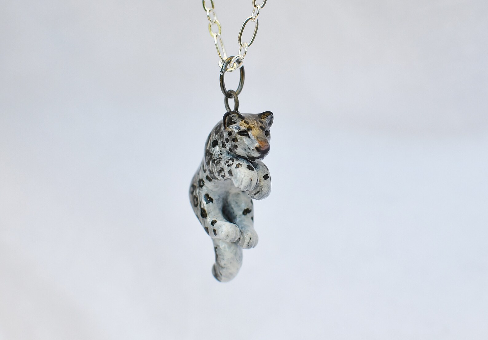 Snow Leopard Necklace Pendant Charm - Etsy