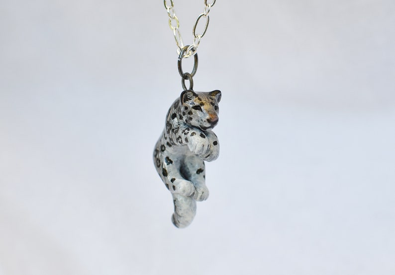 Snow Leopard Necklace Pendant Charm | Etsy