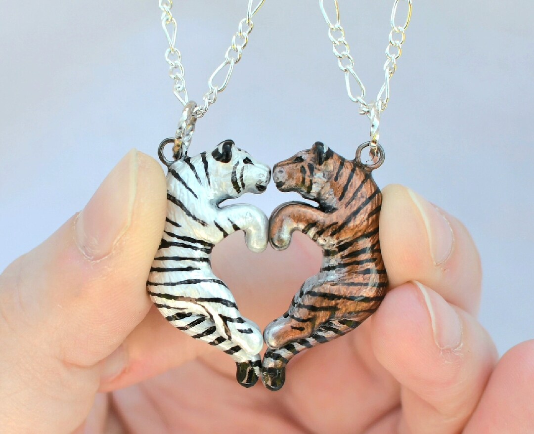 Tiger Friendship Necklaces Heart Couple - Etsy