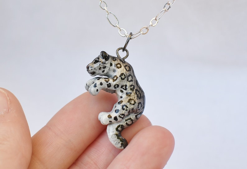 Snow Leopard Necklace Pendant Charm - Etsy