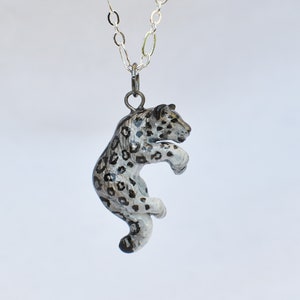 Snow Leopard Necklace Pendant Charm - Etsy