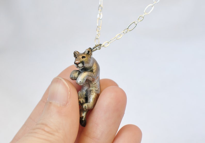 Cougar Necklace Mountain Lion Pendant Puma Charm - Etsy